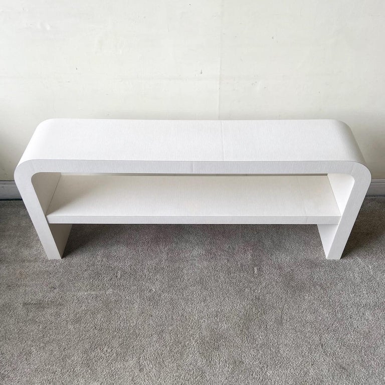 Postmodern Laminate Two Tier Waterfall Console Table For Sale at 1stDibs
