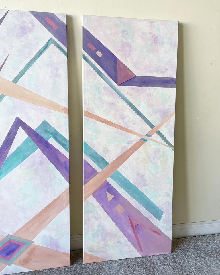 Große abstrakte Postmoderne Gemälde, 3 Stück im Angebot bei 1stDibs