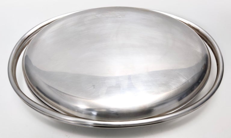 Postmodern Lino Sabattini Silver-Plated Metal Serving Plate, Marked ...