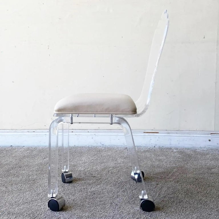 Postmodern Lucite Accent Chair on Wheels at 1stDibs