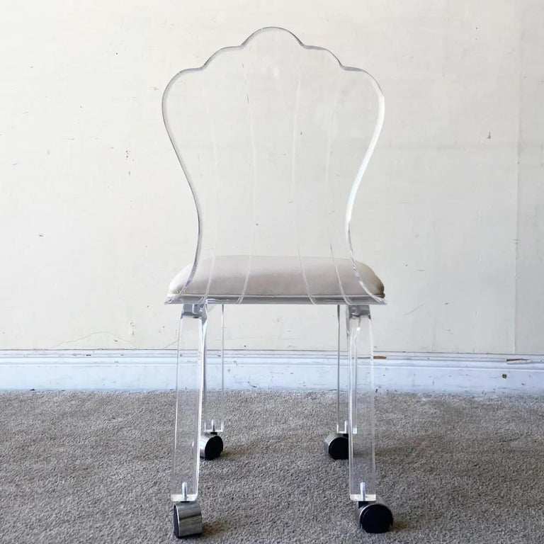 Postmodern Lucite Accent Chair on Wheels at 1stDibs