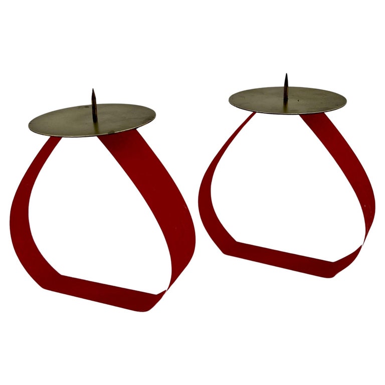 Postmodern Lucite and Brass Set of Candle Holders by Cec Lepage Signed ...