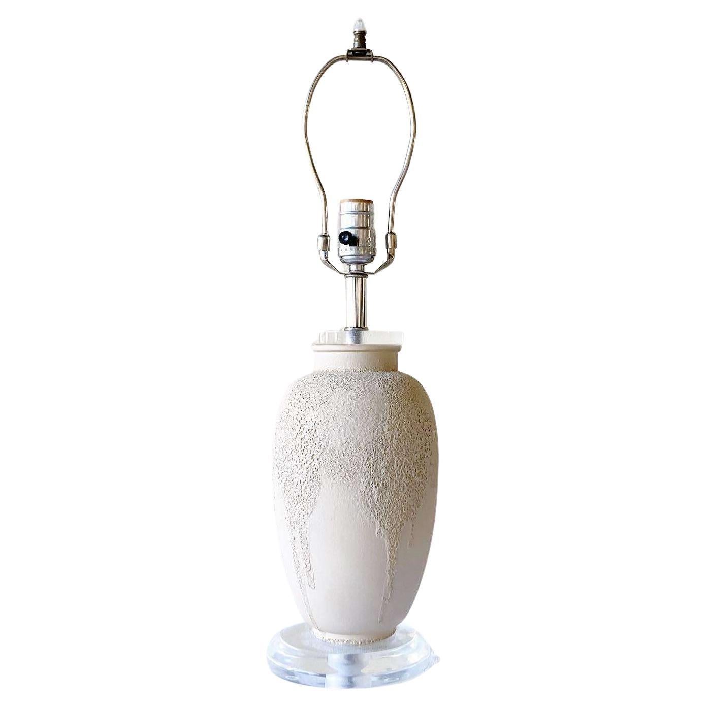 Postmodern Lucite Ceramic Table Lamp For Sale at 1stDibs