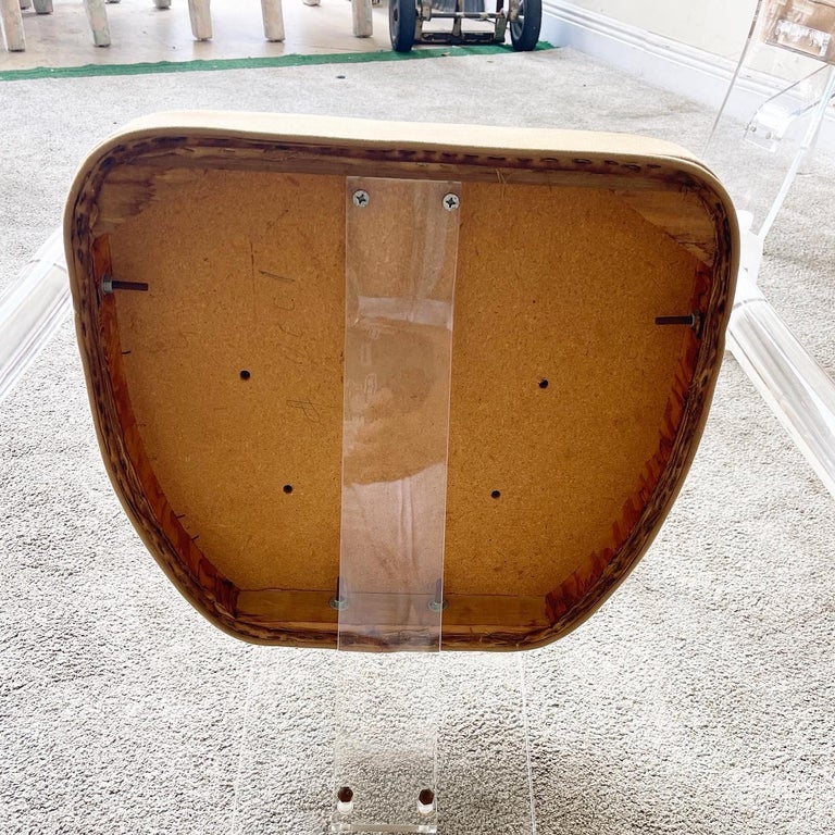 Postmodern Lucite Dining Chairs with Brown Seat Cushions For Sale at ...