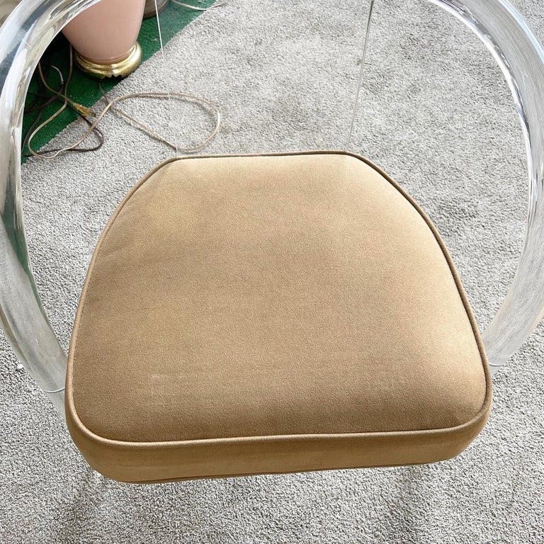 Postmodern Lucite Dining Chairs with Brown Seat Cushions For Sale at ...