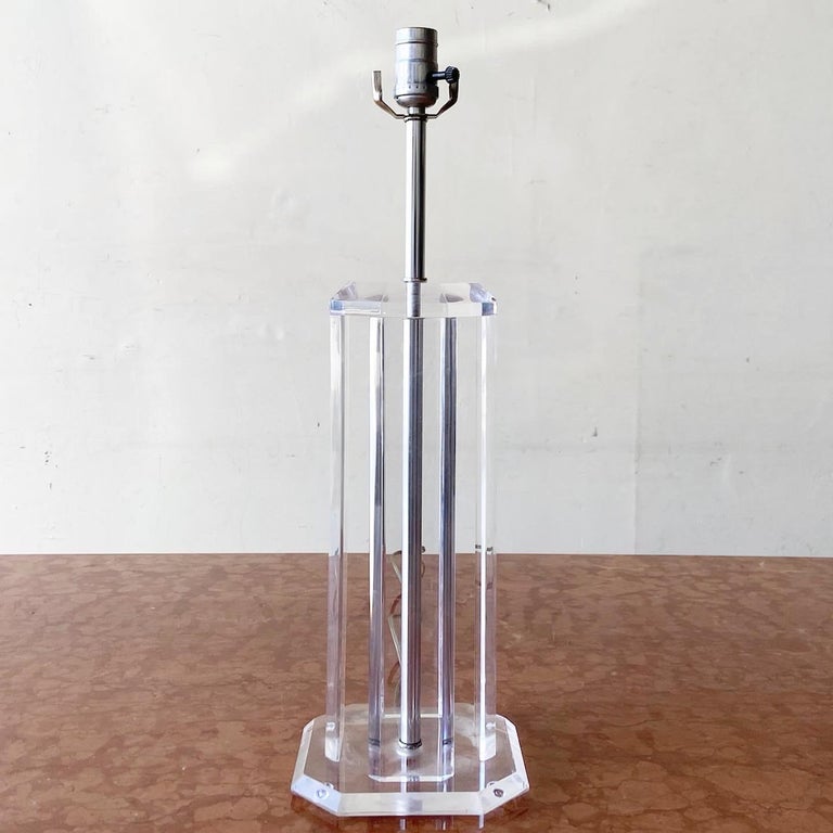 Postmodern Lucite Pillar Table Lamp For Sale at 1stDibs
