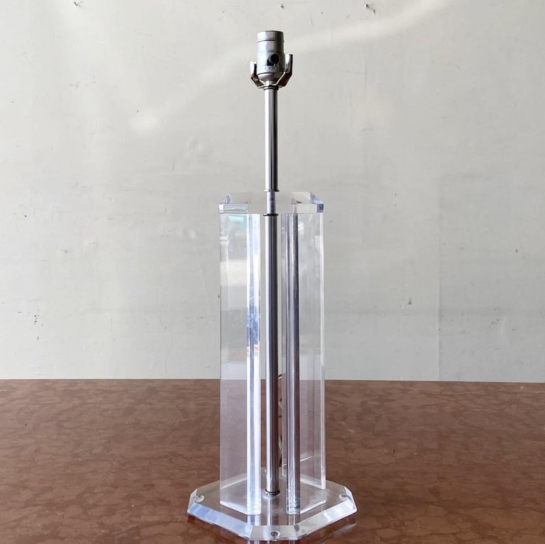 Postmodern Lucite Pillar Table Lamp For Sale at 1stDibs