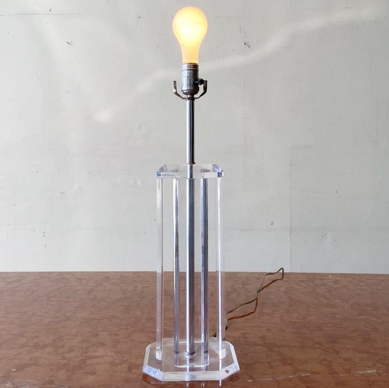 Postmodern Lucite Pillar Table Lamp For Sale at 1stDibs