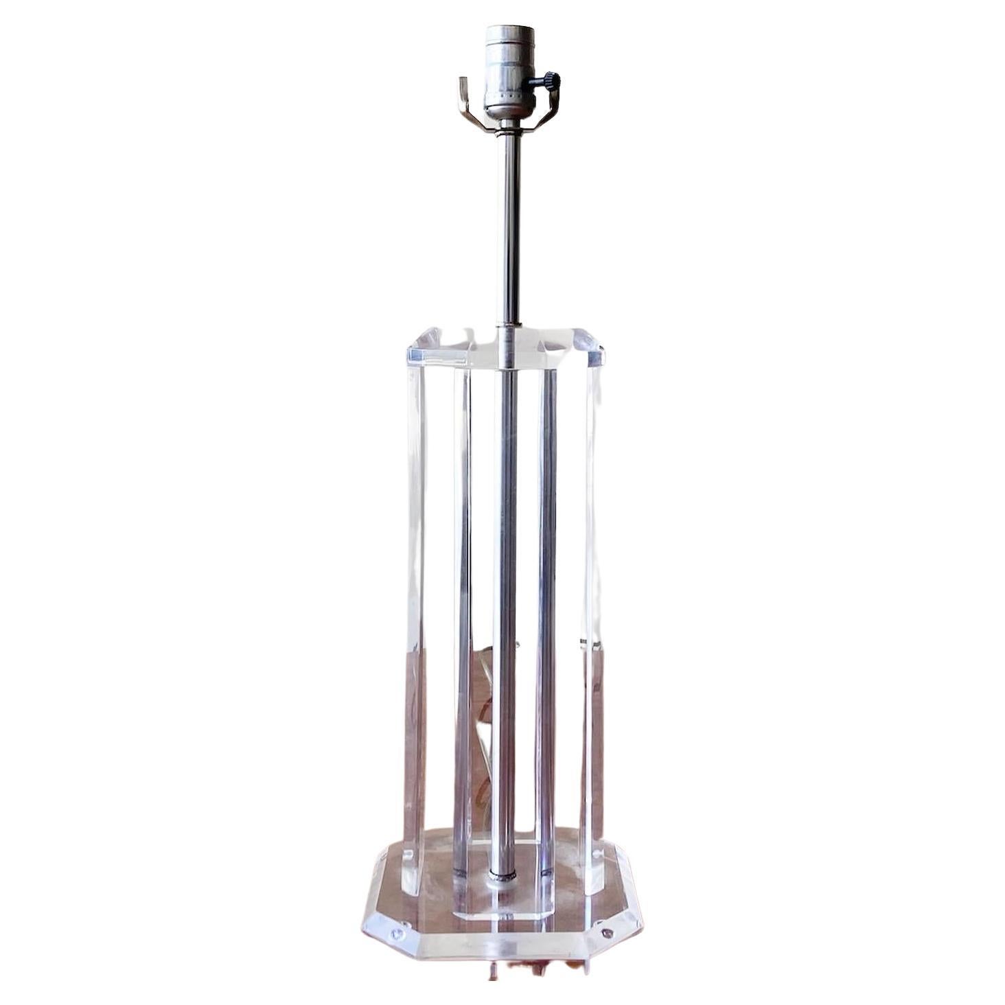 Postmodern Lucite Pillar Table Lamp For Sale at 1stDibs