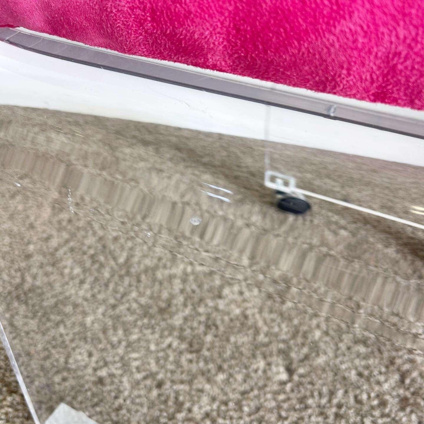 Postmodern Lucite Waterfall Low Stool on Casters For Sale at 1stDibs