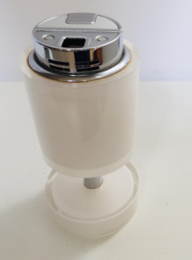 Postmodern Lucite White Table Lighter Sarome Japan For Sale at 1stDibs