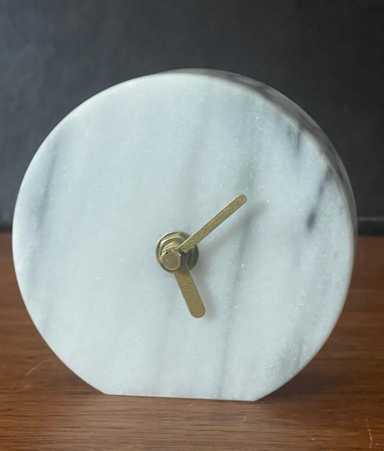 Postmodern / Memphis Era Solid Marble Desk Clock For Sale at 1stDibs