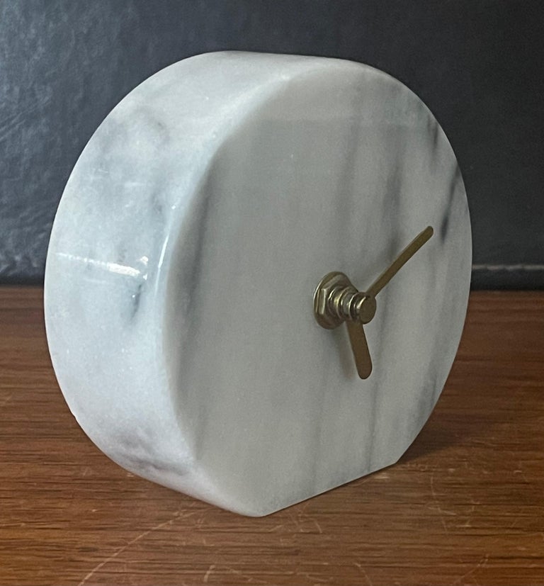 Postmodern / Memphis Era Solid Marble Desk Clock For Sale at 1stDibs