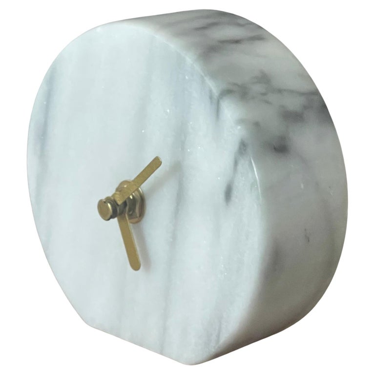 Postmodern / Memphis Era Solid Marble Desk Clock For Sale at 1stDibs