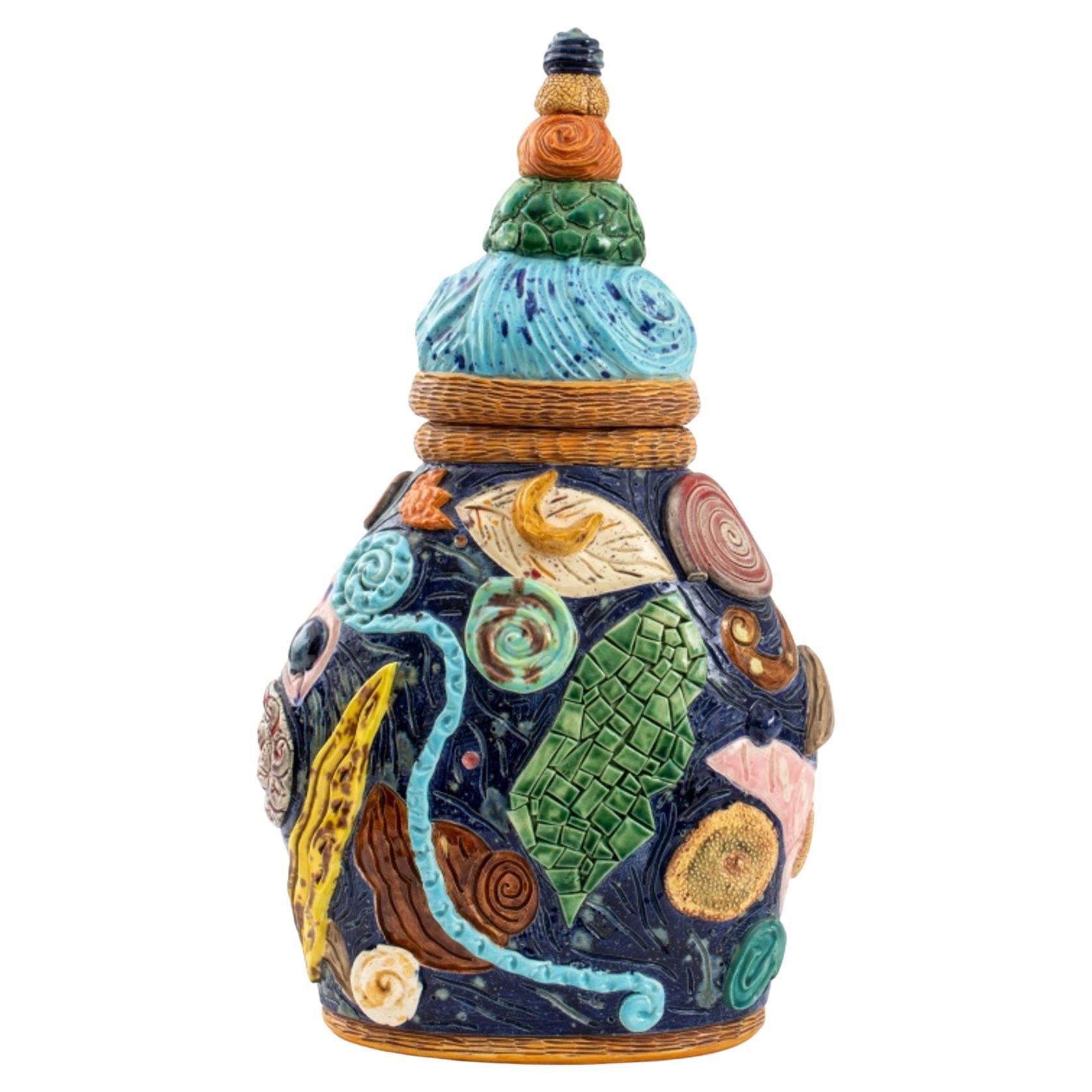 Large Postmodern Pottery Vase by Jesper Packness, Memphis-Style ...