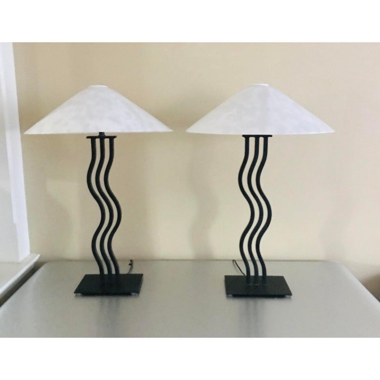 Postmodern Memphis Style Sculptural Curved Wavy Lamps by Alsy, 1980s at ...