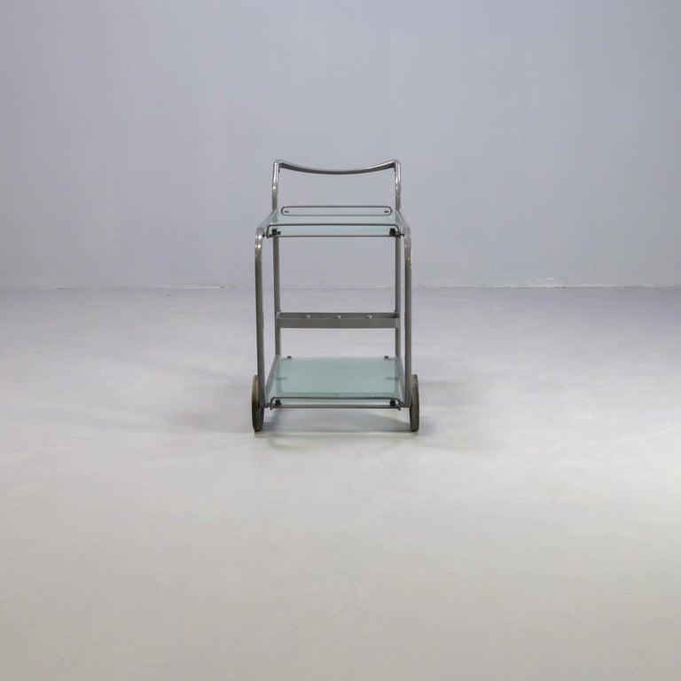 Postmodern Metal and Glass Serving Trolley For Sale at 1stDibs