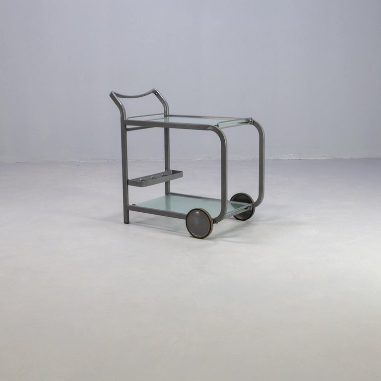 Postmodern Metal and Glass Serving Trolley For Sale at 1stDibs