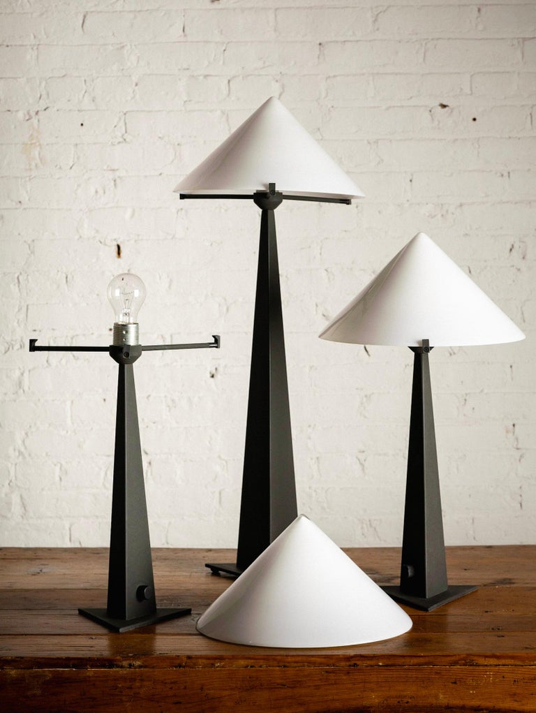 Postmodern Metal and Glass Table Lamps, Set of 3 For Sale at 1stDibs
