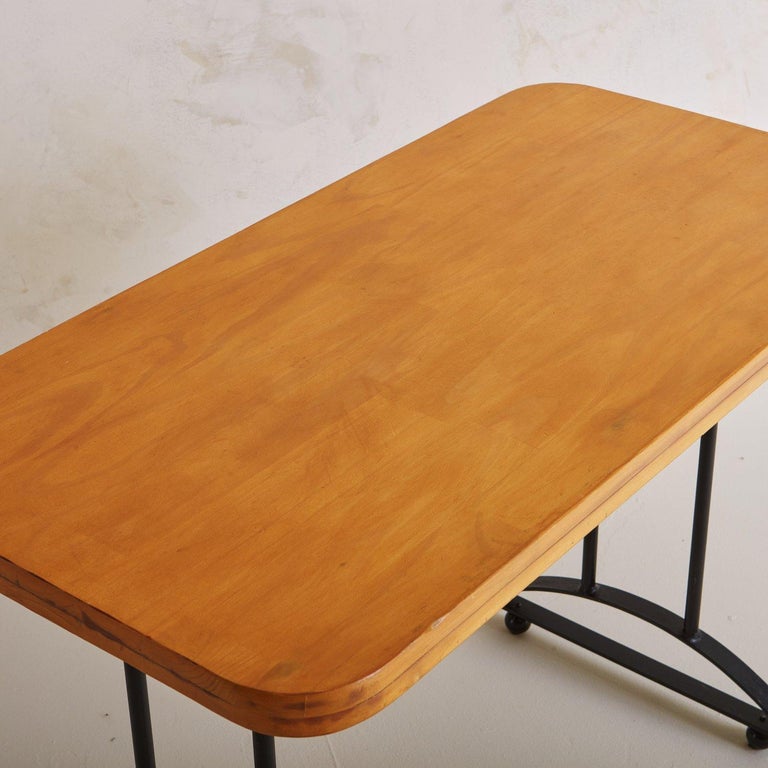 Postmodern Metal Desk With Birch Top, France 20th Century For Sale at ...