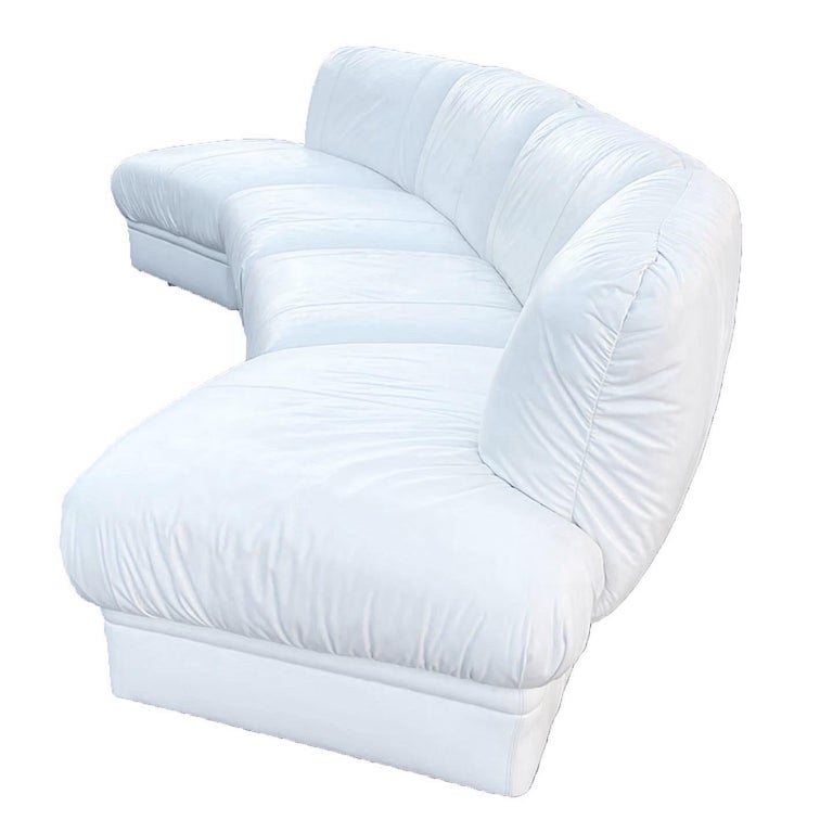 Postmodern Modular White Leather Sofa by Selig For Sale at 1stDibs