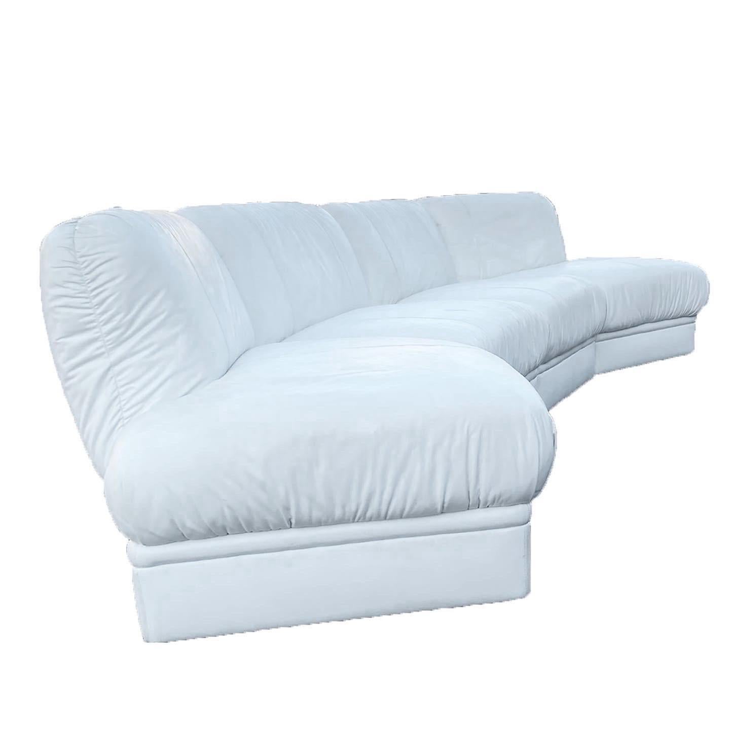 Postmodern Modular White Leather Sofa by Selig For Sale at 1stDibs