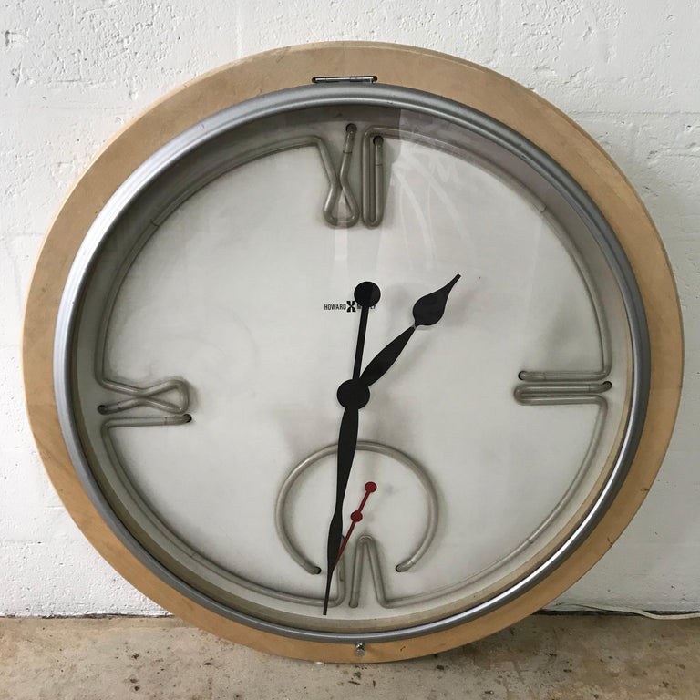Postmodern Monumental Howard Miller Neon Wall Clock at 1stDibs ...