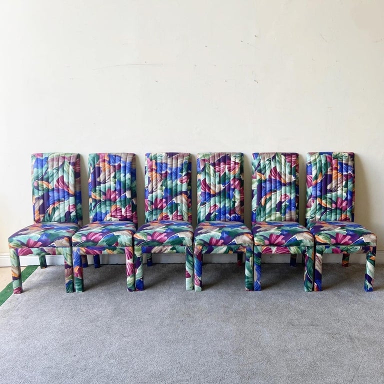 Postmodern Multi Color Channel Back Parsons Dining Chairs For Sale at ...
