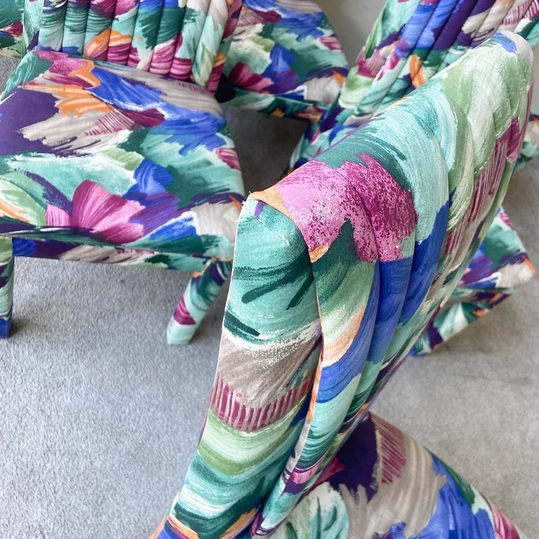 Postmodern Multi Color Channel Back Parsons Dining Chairs For Sale at ...