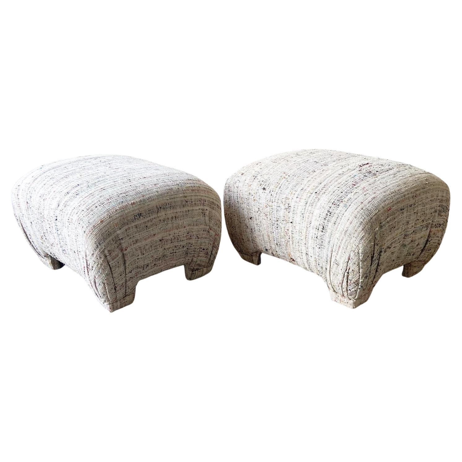 A Pair of Large Pouf Ottomans in fresh Knoll Fabric at 1stDibs