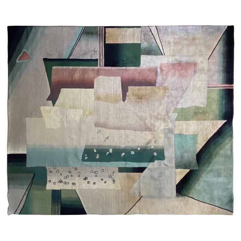 Postmodern Multicolor Geometric Rug, 1980s at 1stDibs