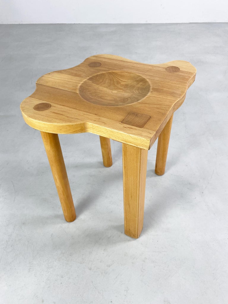 Postmodern Oak Stool by E.R.A Herbst, Germany, c.1990 For Sale at 1stDibs