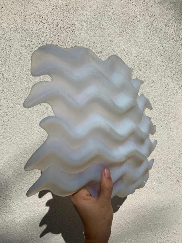 Postmodern Opal Frosted Art Glass Squiggle Platter, circa 1980s For ...