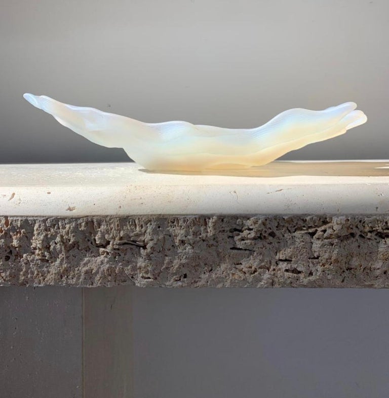 Postmodern Opal Frosted Art Glass Squiggle Platter, circa 1980s For ...