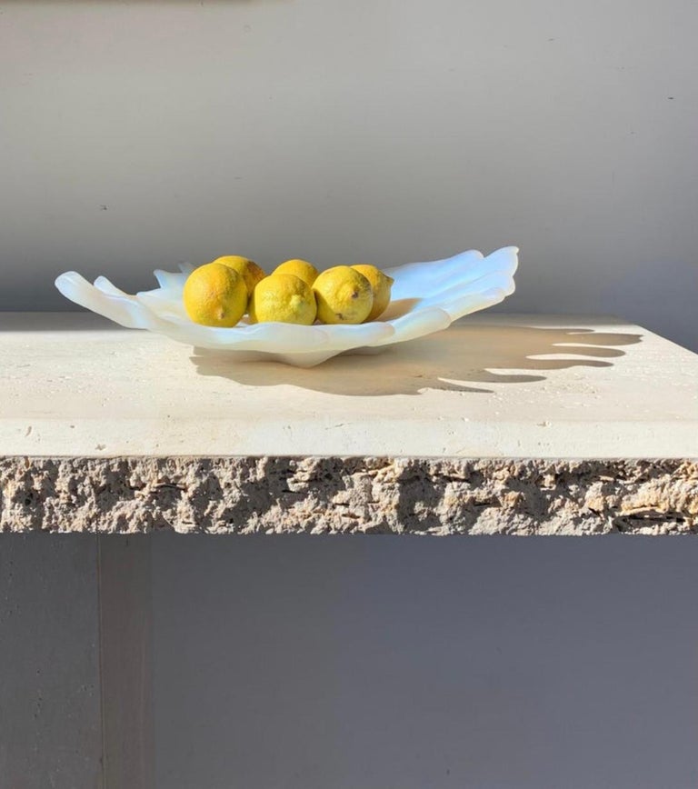 Postmodern Opal Frosted Art Glass Squiggle Platter, circa 1980s For ...