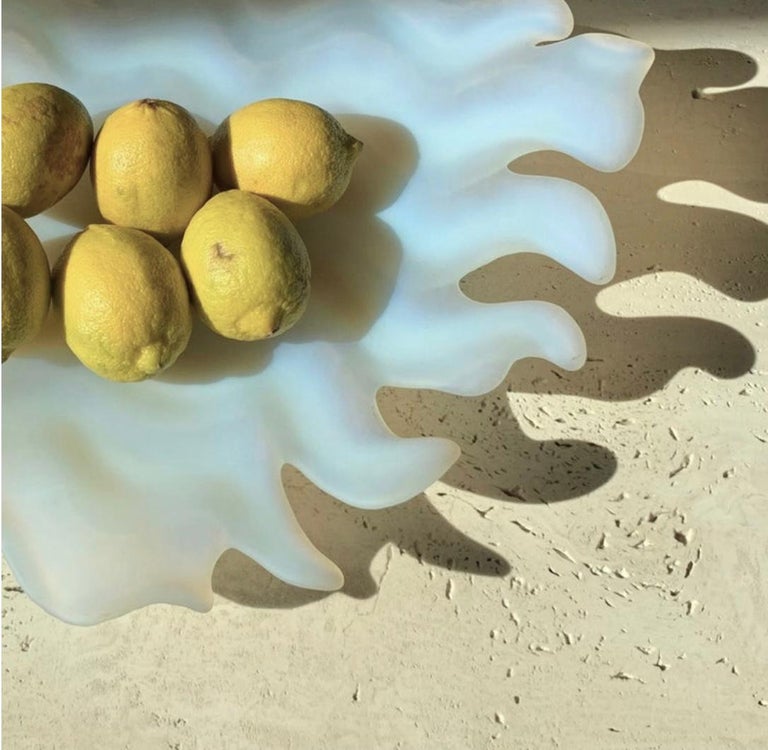 Postmodern Opal Frosted Art Glass Squiggle Platter, circa 1980s For ...