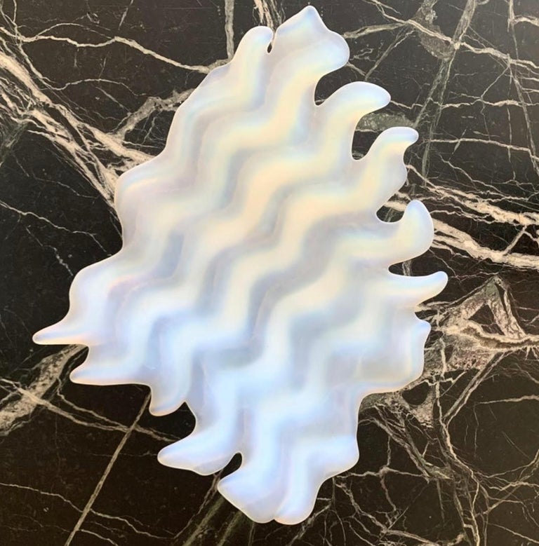 Postmodern Opal Frosted Art Glass Squiggle Platter, circa 1980s For ...