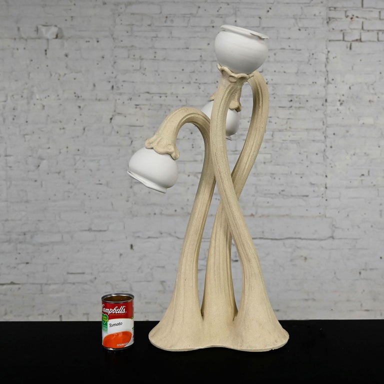 Postmodern or Art Nouveau Style Calla Lily Stoneware Table Lamp by Doug ...