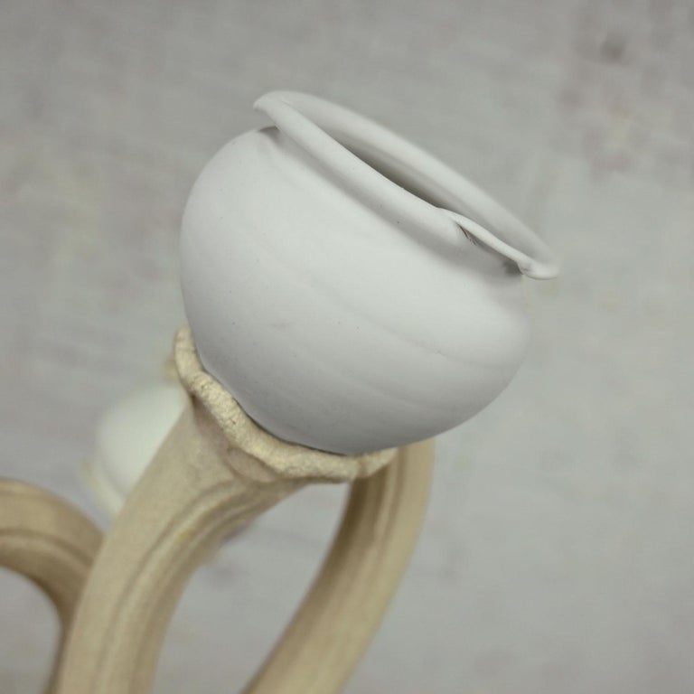 Postmodern or Art Nouveau Style Calla Lily Stoneware Table Lamp by Doug ...
