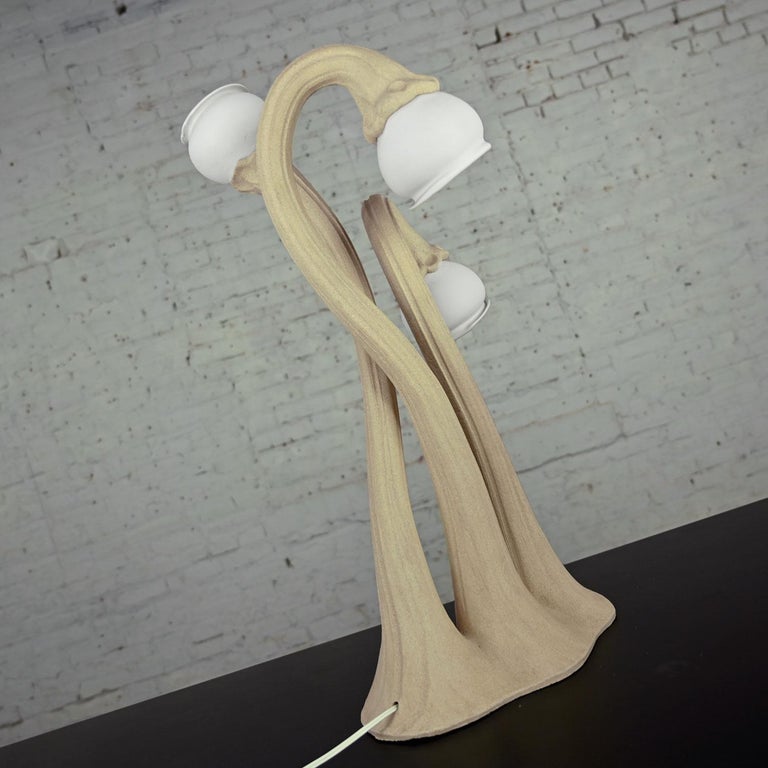 Postmodern or Art Nouveau Style Calla Lily Stoneware Table Lamp by Doug ...