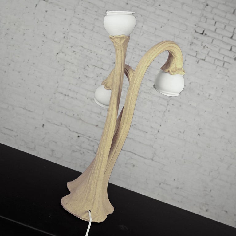 Postmodern or Art Nouveau Style Calla Lily Stoneware Table Lamp by Doug ...