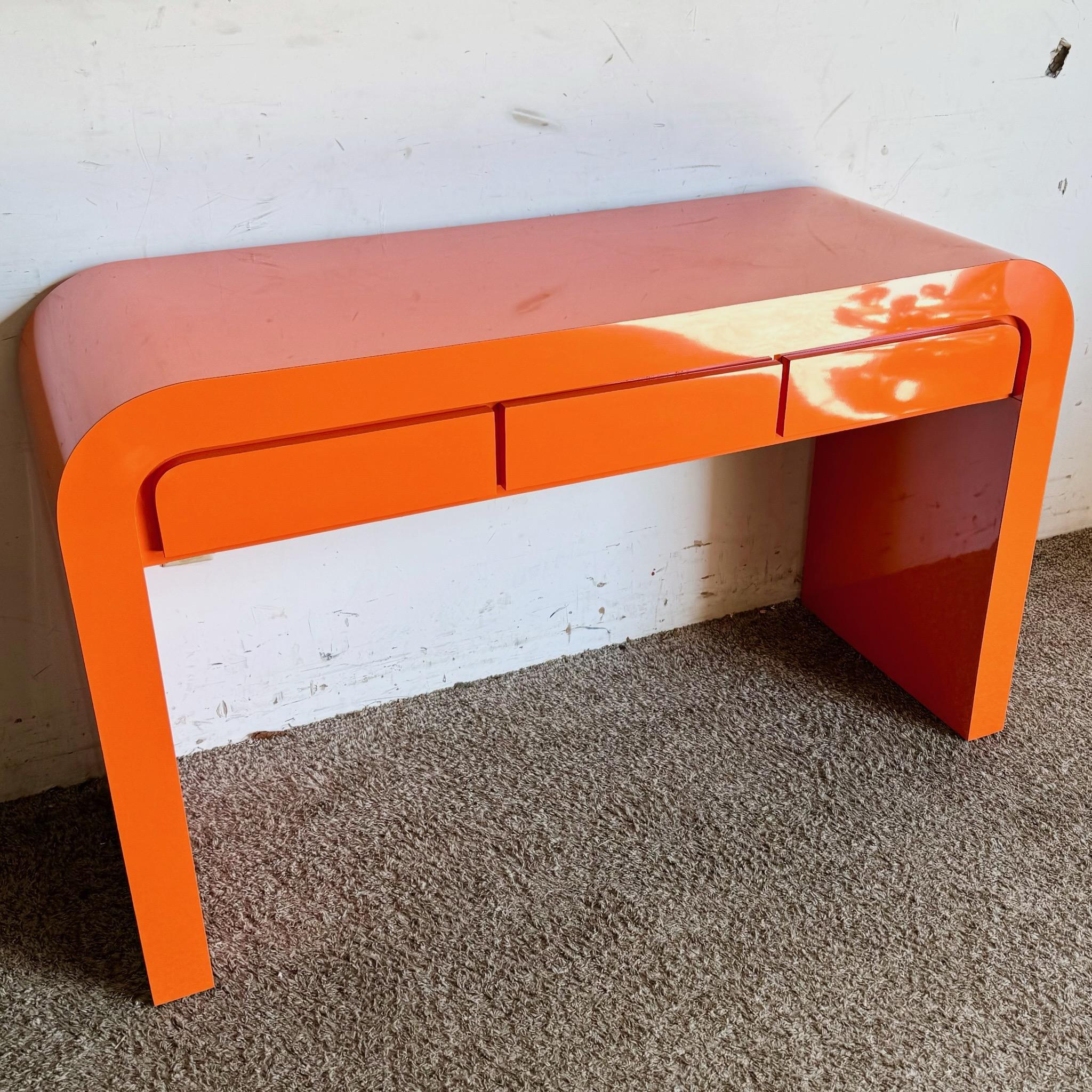 Postmodern Orange Lacquer Laminate Waterfall Desk/Console Table For ...