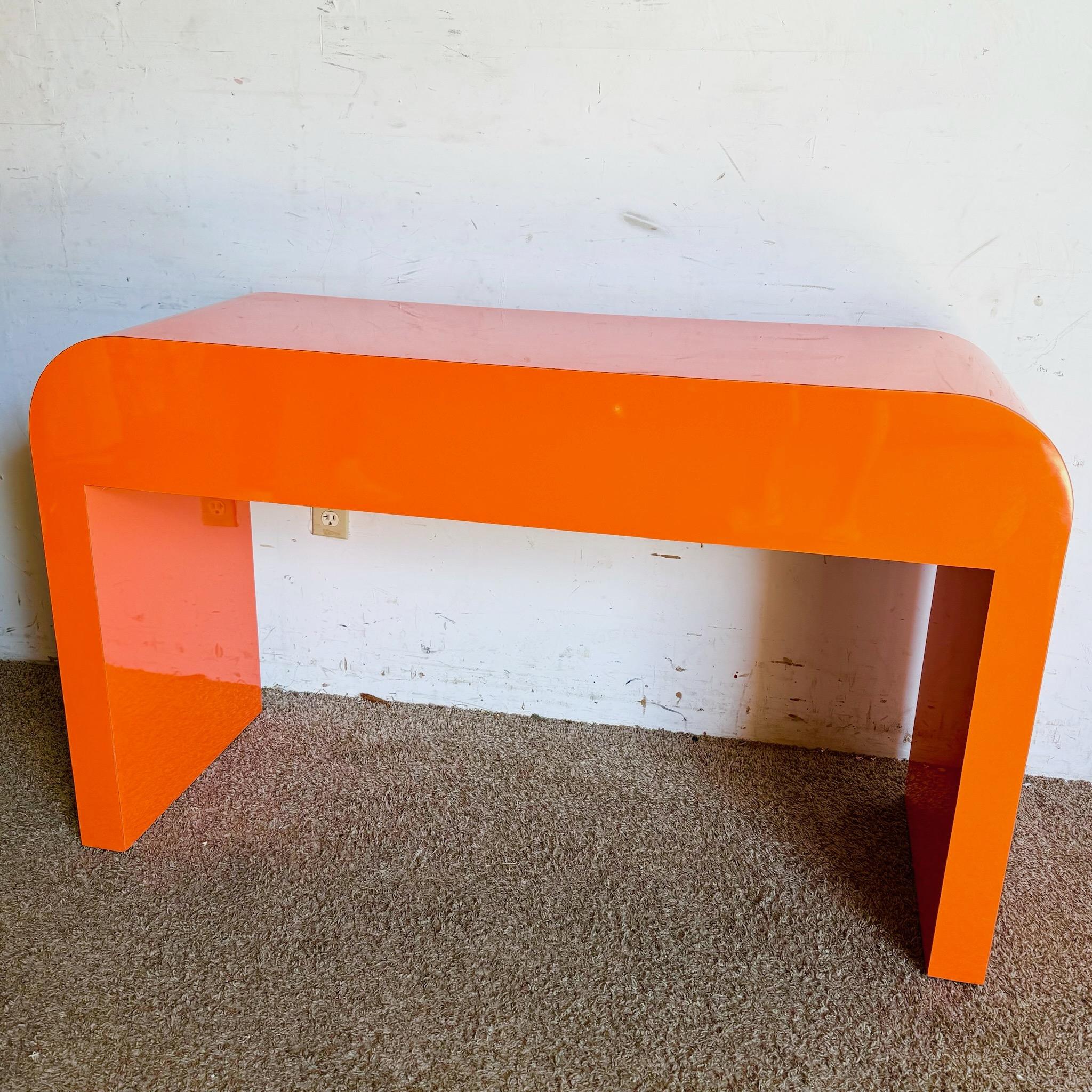Postmodern Orange Lacquer Laminate Waterfall Desk/Console Table For ...