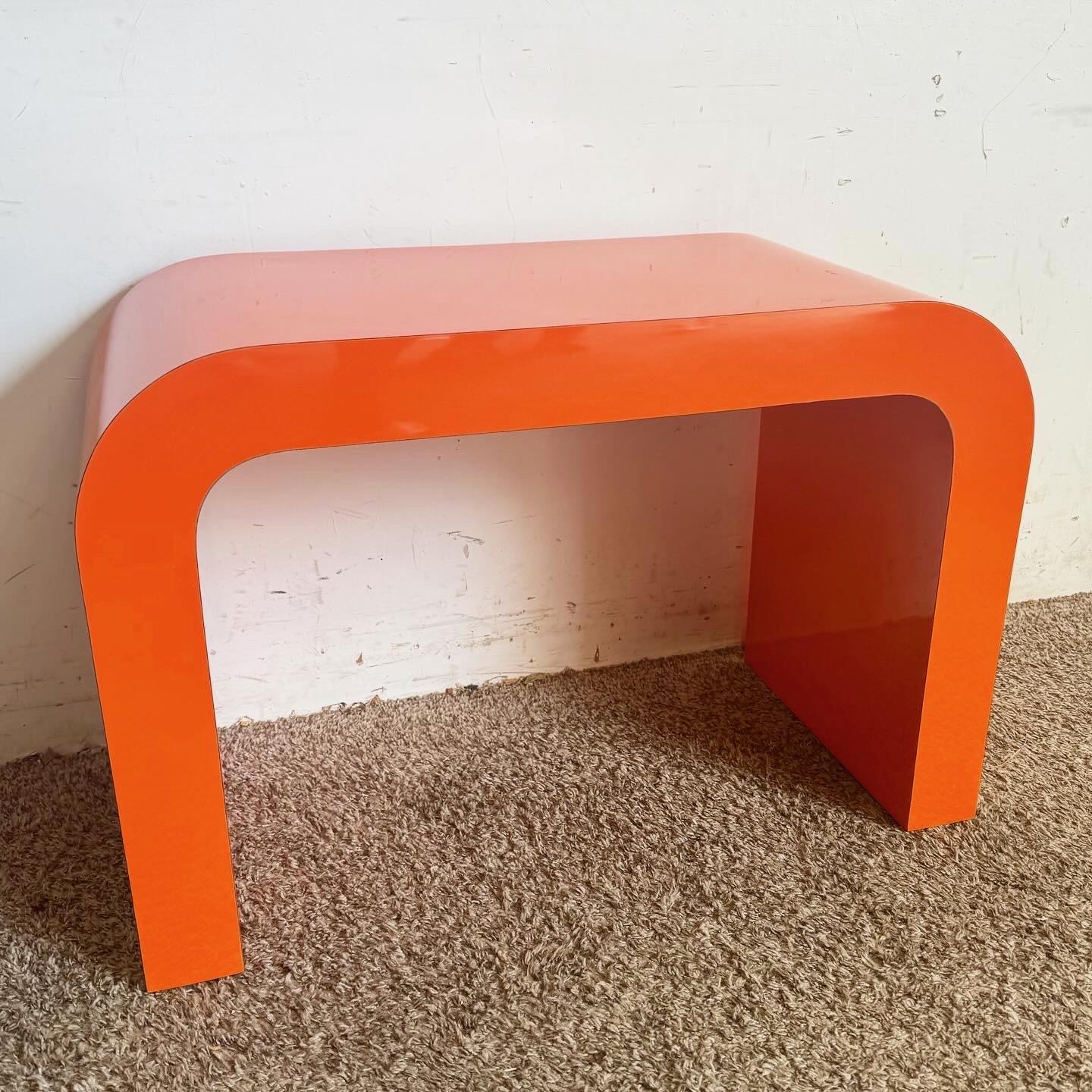 Postmodern Orange Lacquer Laminate Waterfall Side Table/Bench For Sale ...