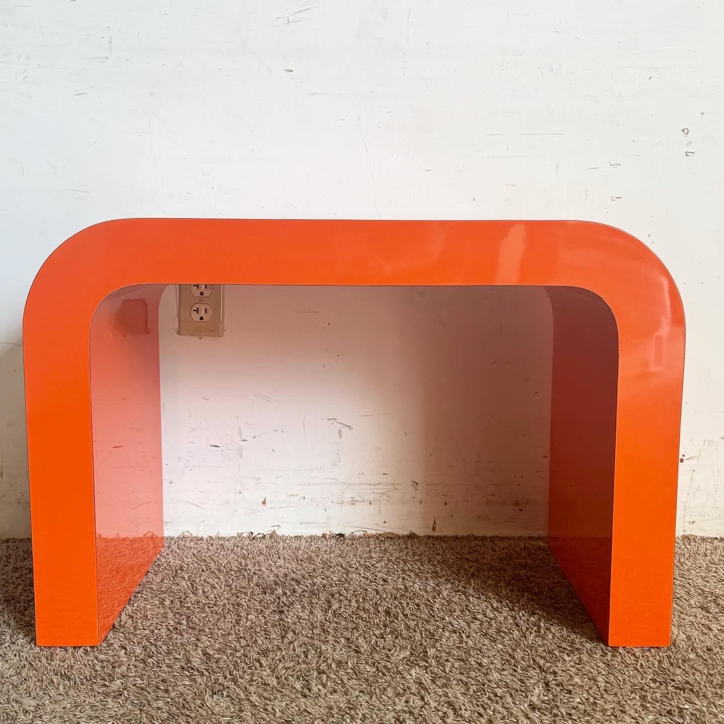 Postmodern Orange Lacquer Laminate Waterfall Side Table/Bench For Sale ...