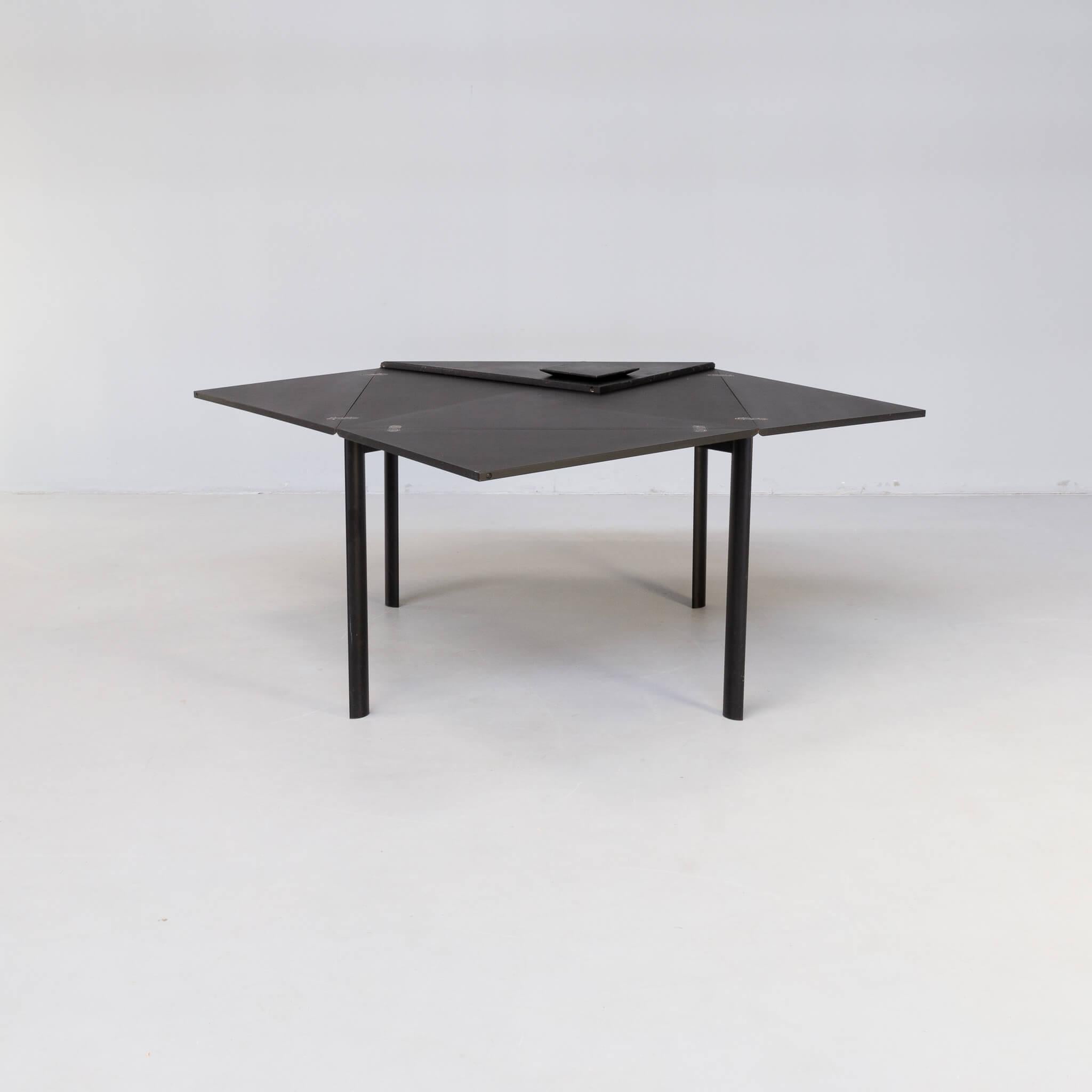 Postmodern origami style unfoldable square dining table For Sale at 1stDibs