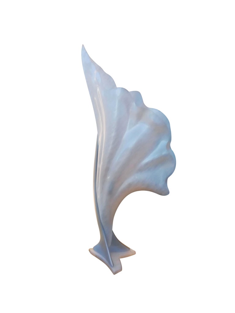 Postmodern Pair Large Pearlescent Acrylic Shell Form Lamps Attributed ...