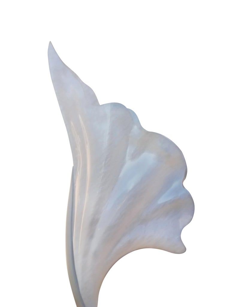 Postmodern Pair Large Pearlescent Acrylic Shell Form Lamps Attributed ...