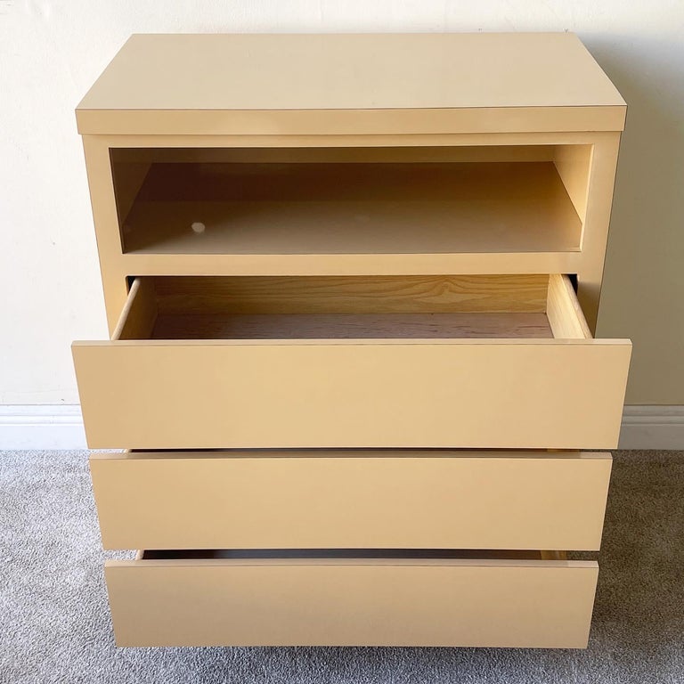 Postmodern Peach Lacquer Laminate Highboy Dresser 3 Drawers For Sale at ...