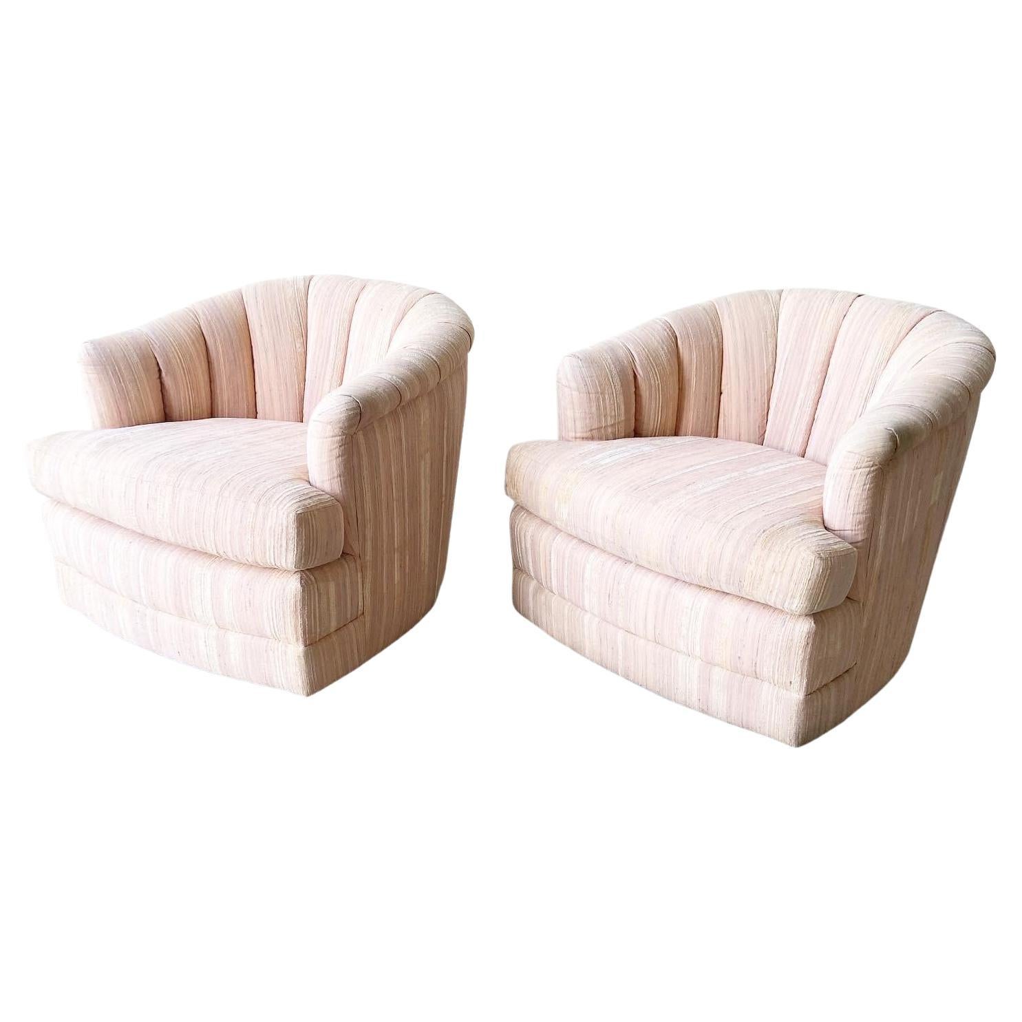 Postmodern Peach Swivel Armchairs by Perfection Furniture, a Pair For ...